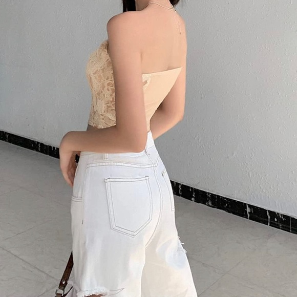 36zips | Tops | Nwt S Creambeige Sexy Lace Mesh Corset Bustier Top | Poshmark